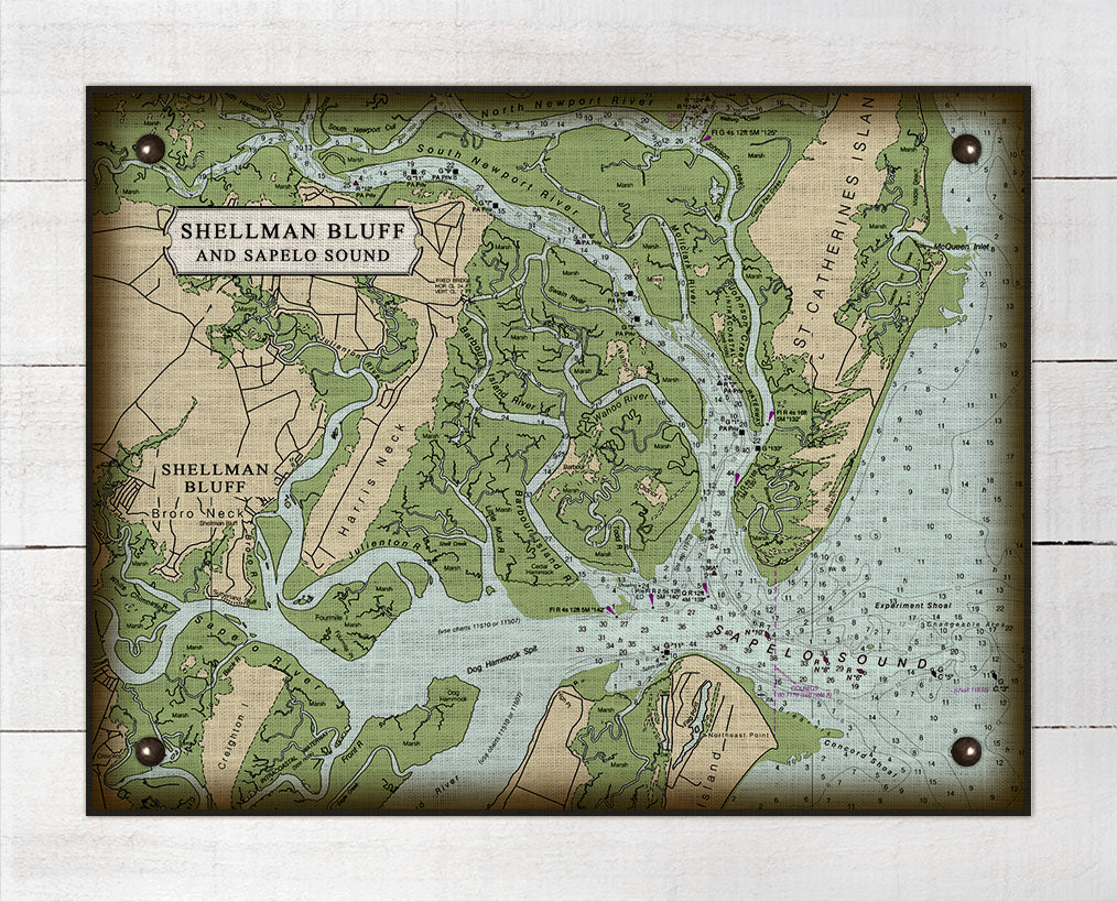 Shellman Bluff And Sapelo Sound Nautical Chart - Board Mounted Canvas ...