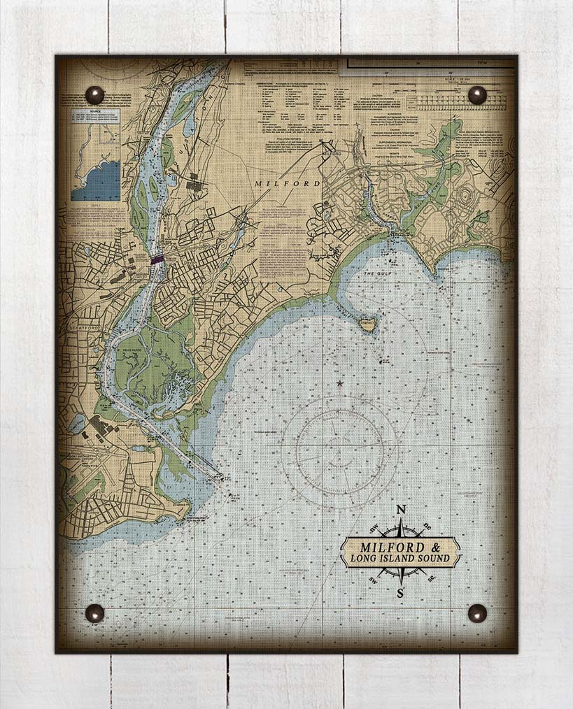 Milford CT Nautical Chart Board Mounted Canvas Print – The Original ...