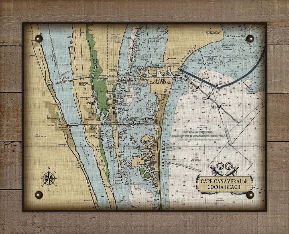 Cape Canaveral, Cocoa Beach and Merritt Island Nautical Chart Board Mo ...