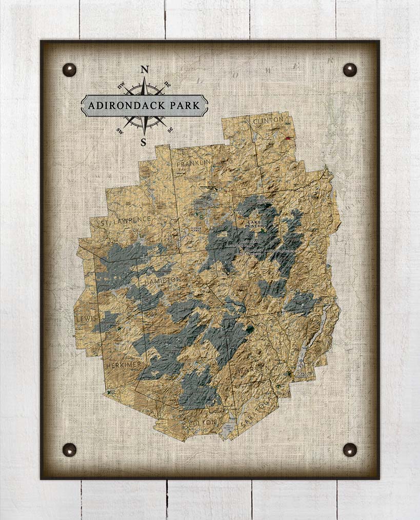 Adirondack Park Map - On 100% Natural Linen – The Original Black Frog ...