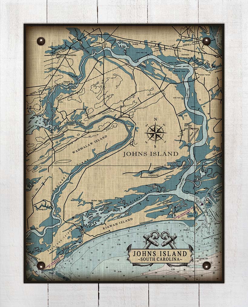 Johns Island South Carolina Nautical Chart - Board Mounted Canvas Prin ...