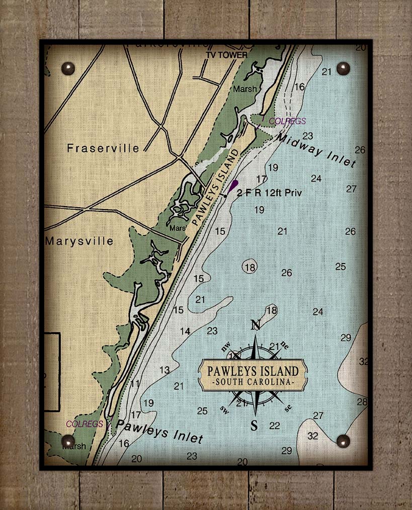 Pawleys Island South Carolina Nautical Chart - Board Mounted Canvas Pr ...