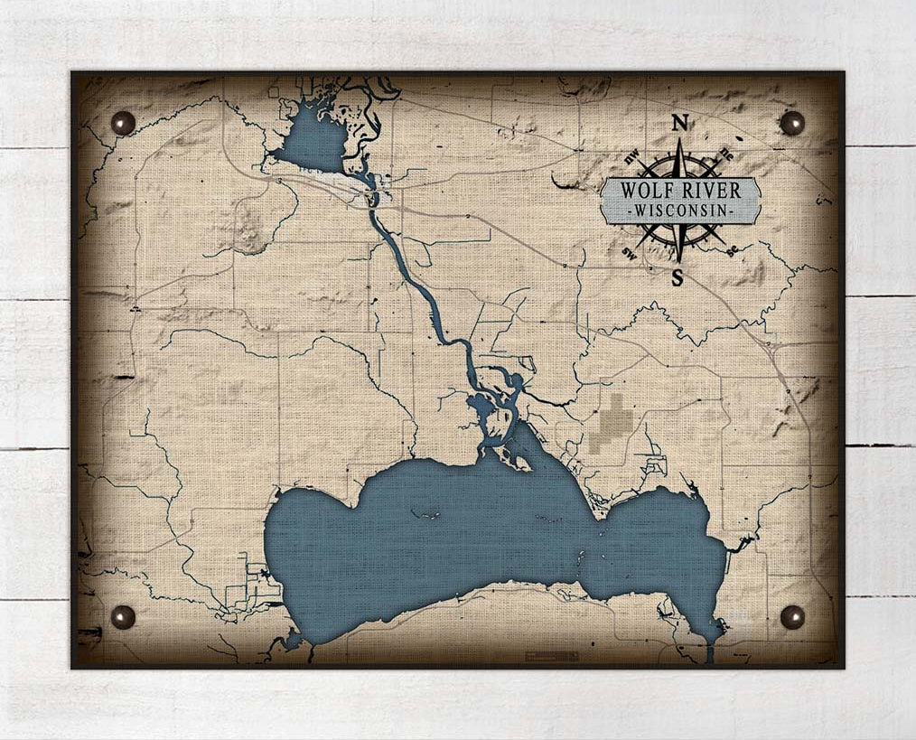 Wolf River Wisconsin Map Design - Board Mounted Canvas Print – The ...